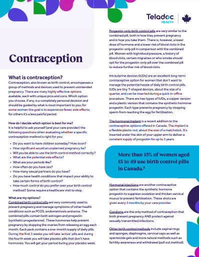 Contraception Fact Sheet – Teladoc Health Canada, Inc.
