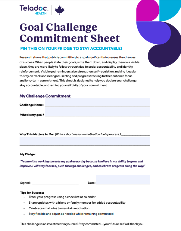 Goal Challenge Self-Commitment Form – Teladoc Health Canada, Inc.